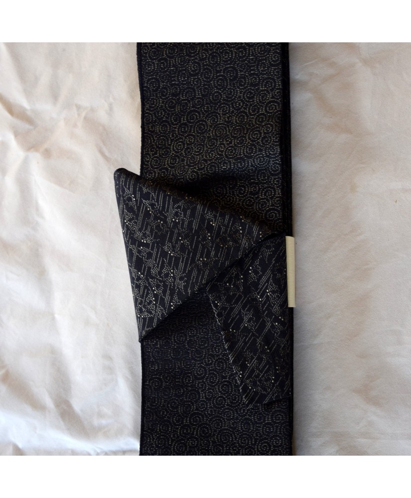 Kaku obi awase - origami tsuru (crane), Iaido belt. Reversible.