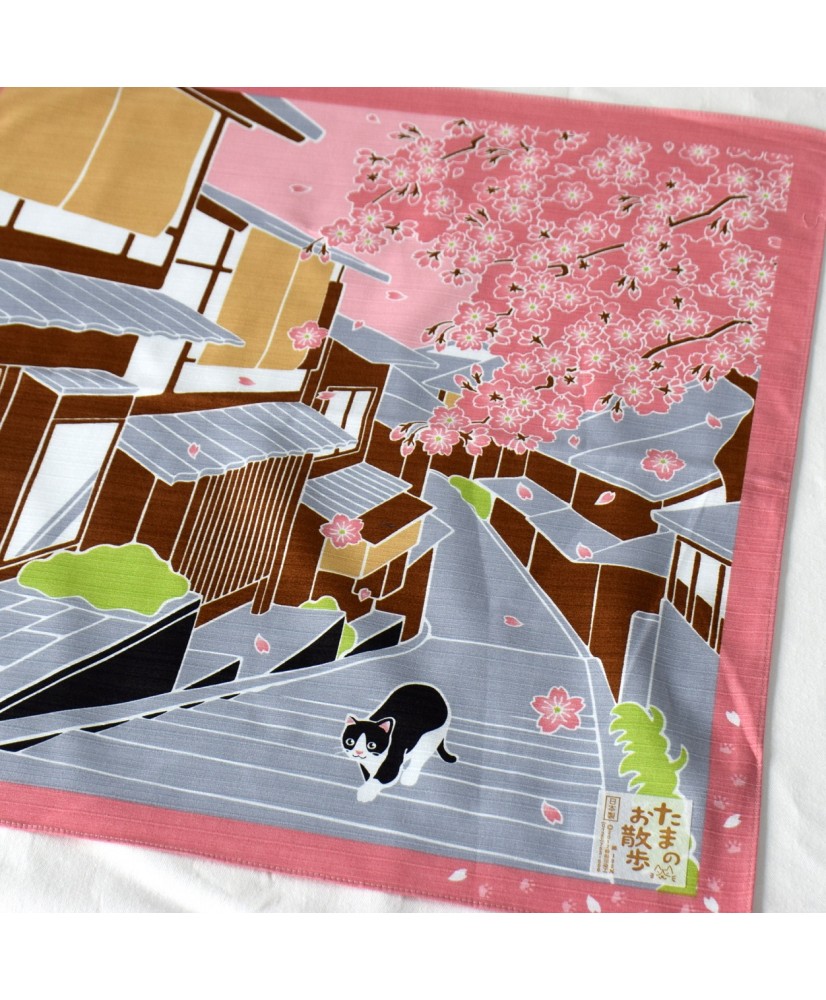 Furoshiki pequeño -La serie “Paseo del gato TAMA SAKURA”