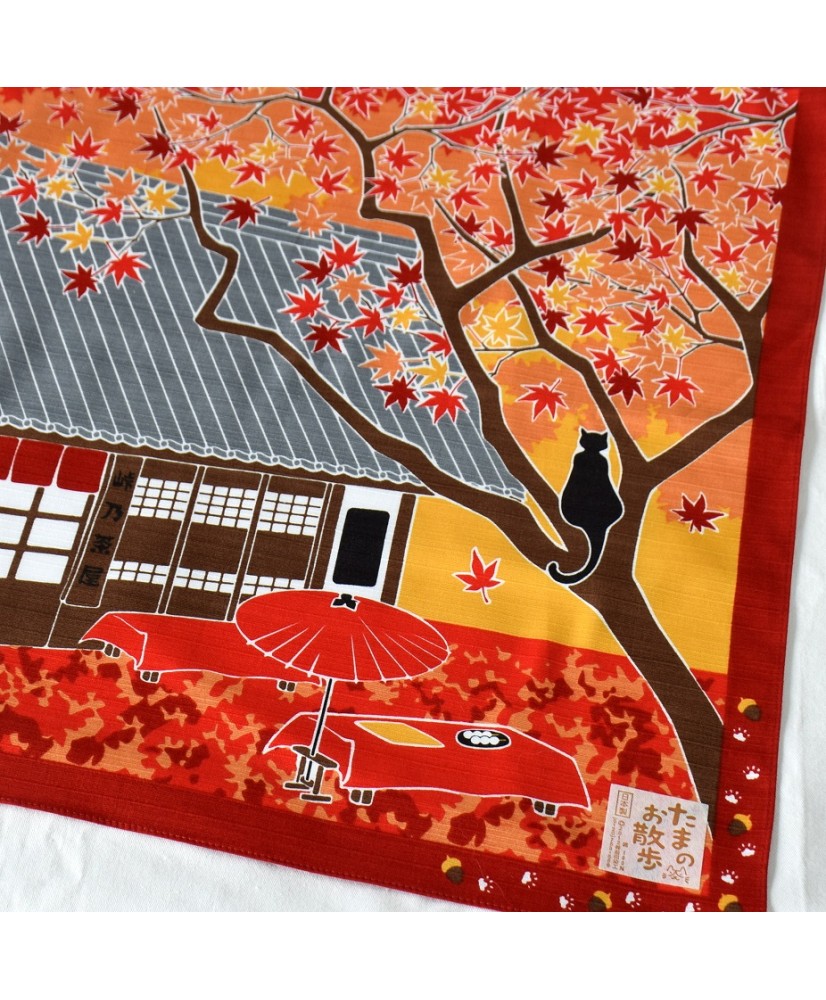 Furoshiki pequeño -La serie “Paseo del gato TAMA en otoño”