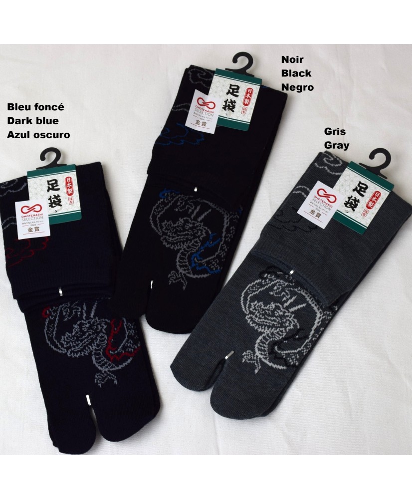 Tabi DRAGON- Japanese black cotton socks. Retain heat, absorb moisture.