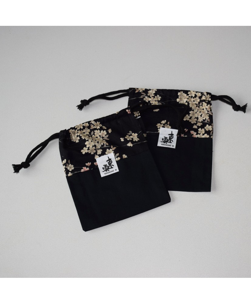 japanese bag kinchaku shima with kimono fabric japanese SAKURA