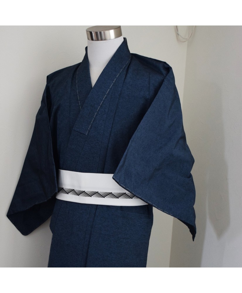 HAORI and KIMONO BLACK YUKI TSUMUGI SILK 100%