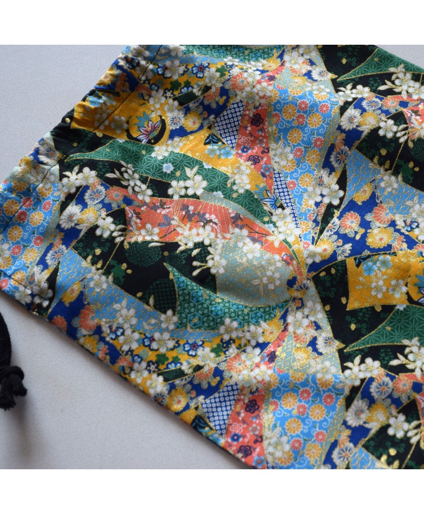 japanese bag kinchaku SAKURA with kimono fabric